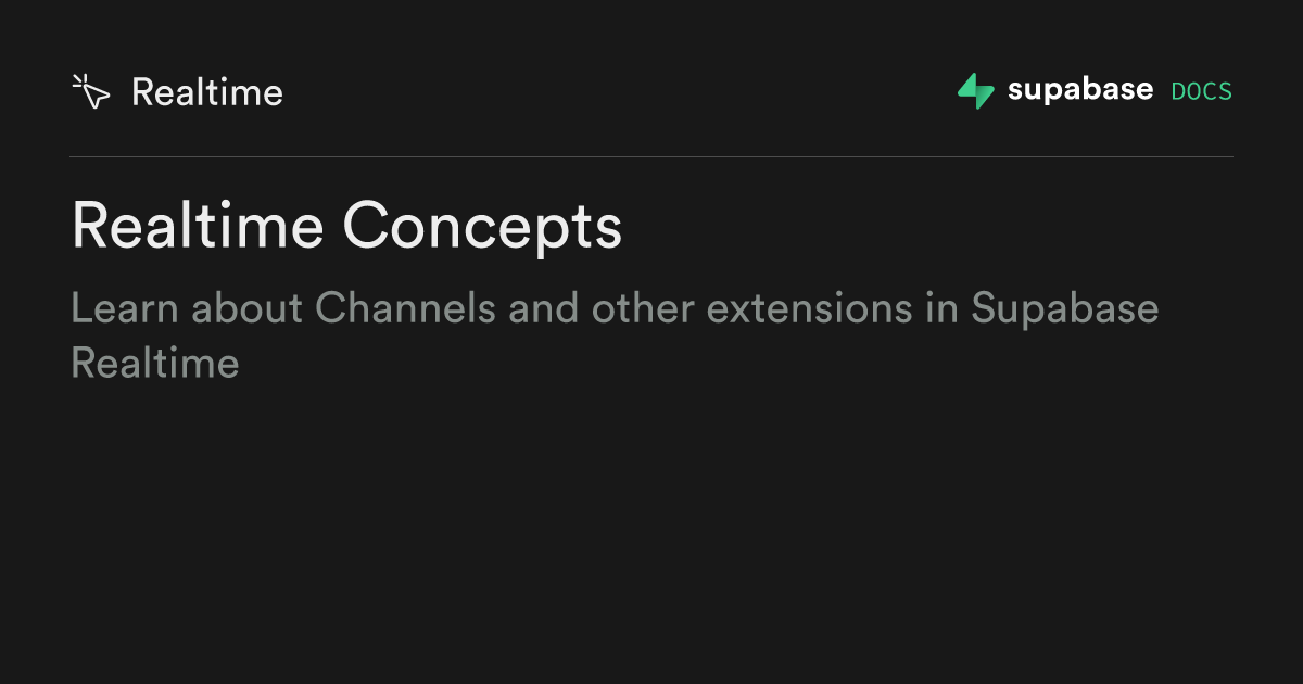 Realtime Concepts | Supabase Docs Realtime Concepts | Supabase Docs